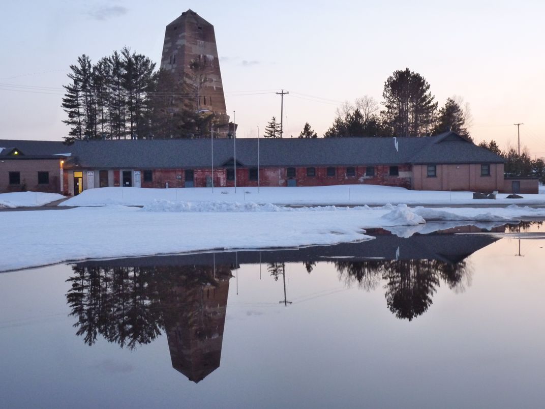 The B-Shaft obelisk and 'Dry Building' of the Cliffs Shaft Mine Museum ...
