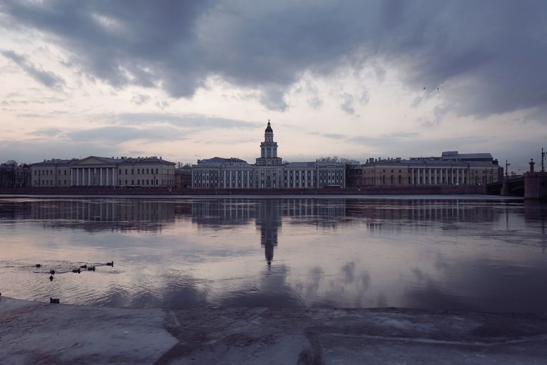 Surface of the Neva River and Winter Palace in Russia | Smithsonian ...