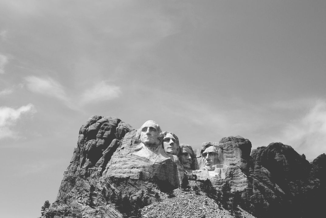 A simple shot of the four presidents on their monumental rock on Mt ...