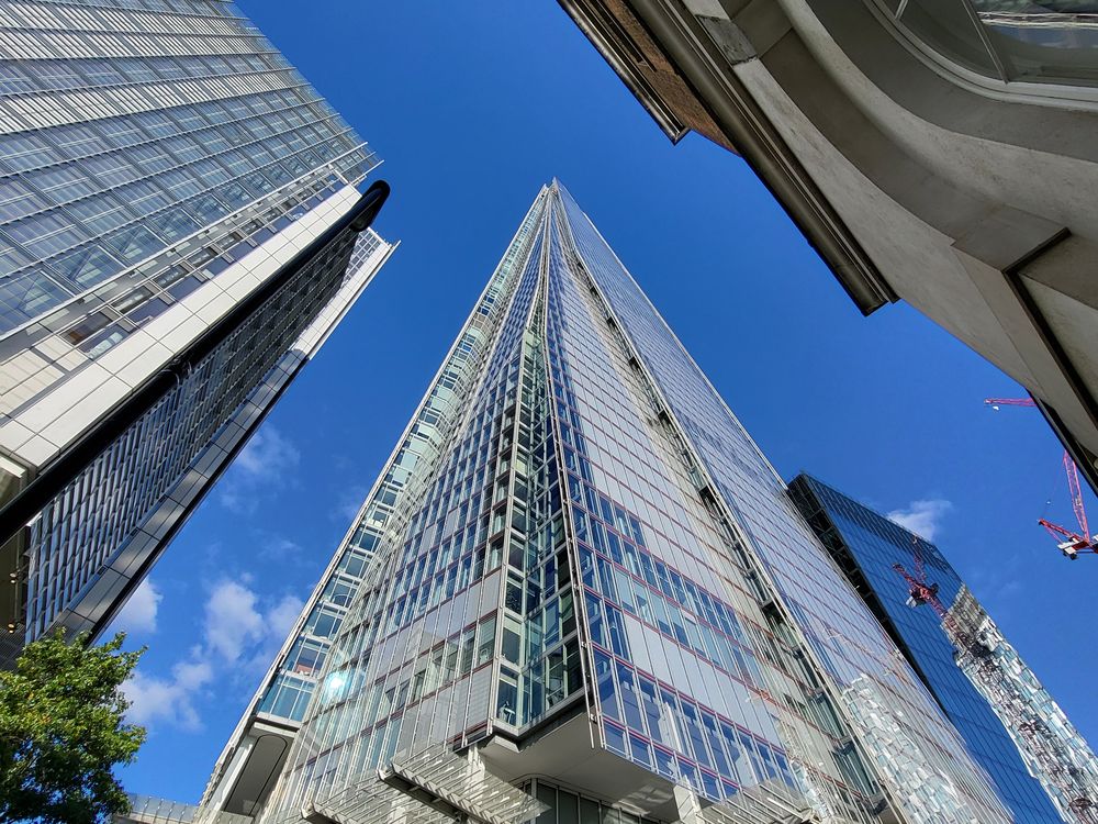 View from bottom of the iconic London skyscraper - The Shard ...