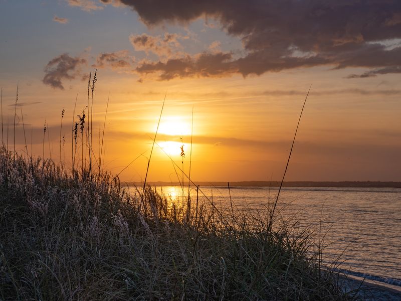 Sunset at Serenity Point on Topsail Island in North Carolina ...