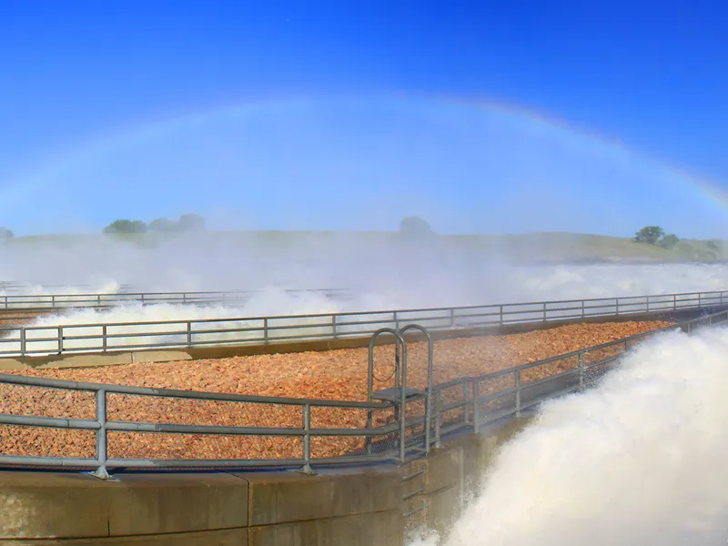 Heavy water releases from Oahe Dam in Pierre SD produces this rainbow ...