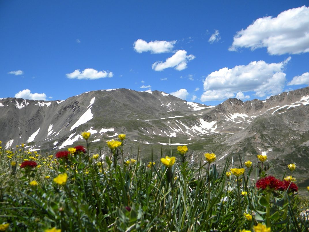Descending Mt Bross, part of the Lincoln Group of 14,000 ft peaks ...