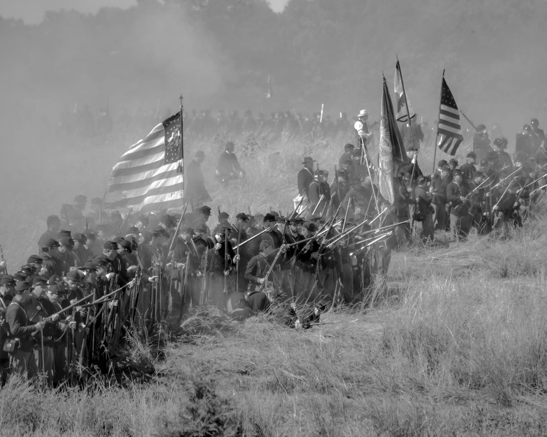 Union Infantry at the Battle of Gettysburg 150th Re-enactment ...