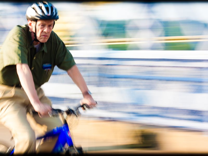 Panning people on The Purple People Bridge in Newport, Kentucky, May 12 ...