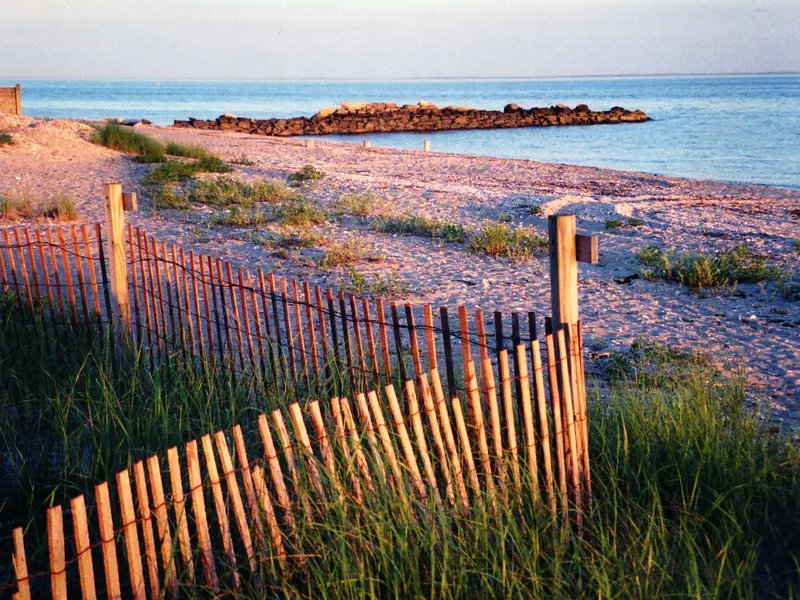 A beach in the Lordship section of Stratford,Connecticut overlooking ...