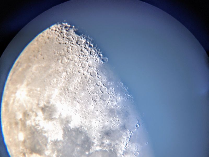 The moon through the eyes of my telescope as seen by my mobile ...