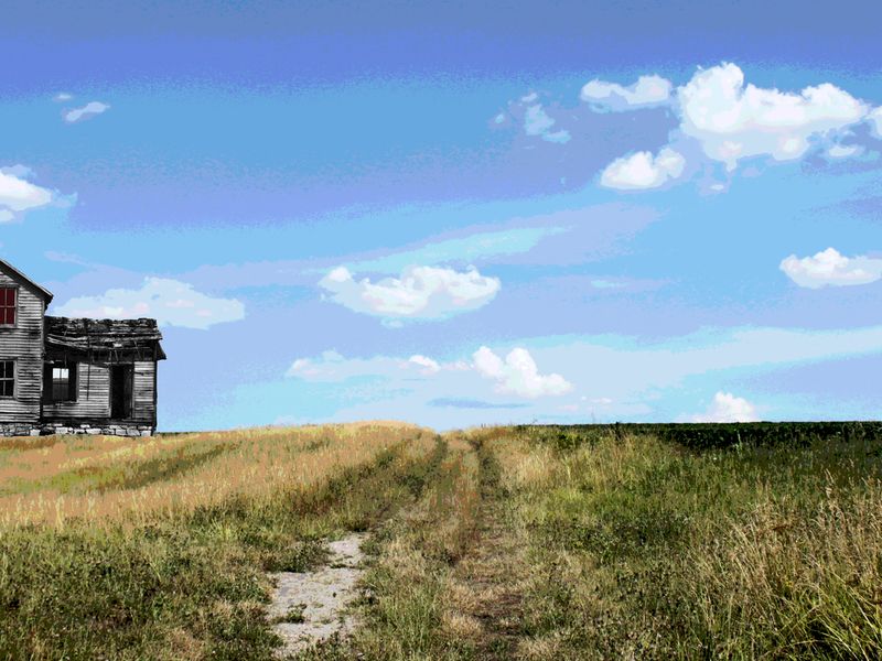 I combined elements from two photographs to create one landscape, then ...