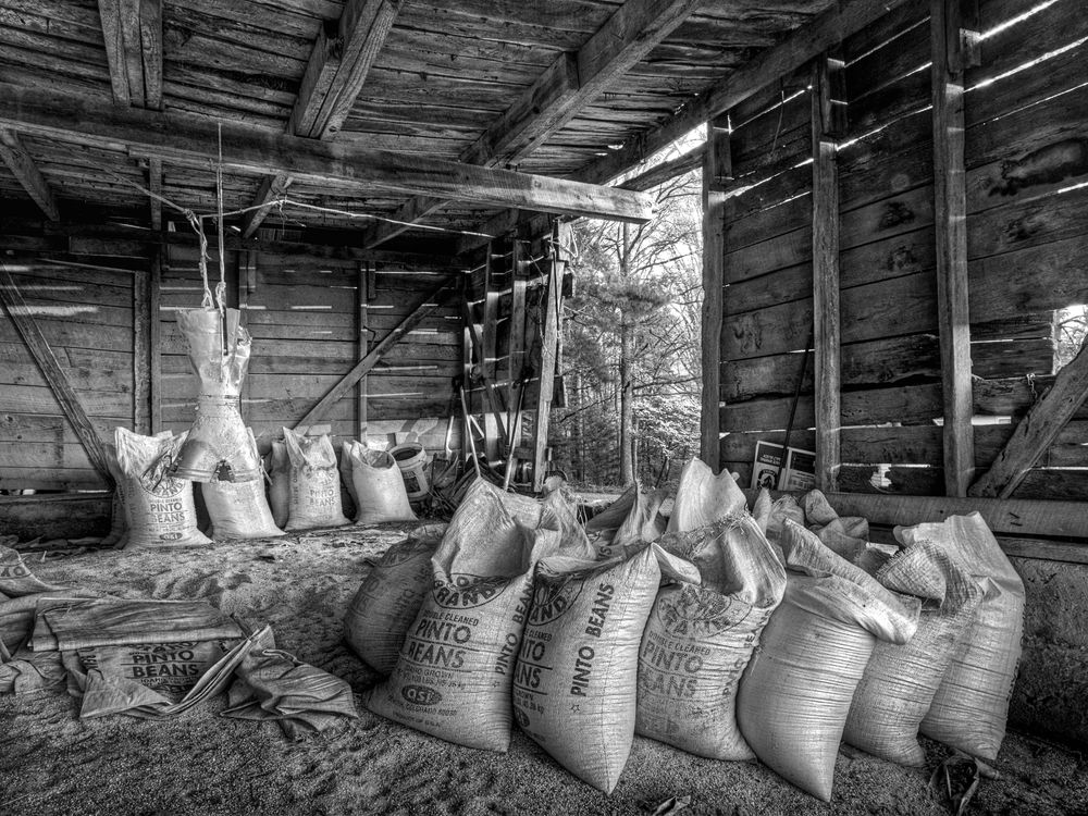 This photo, taken of the interior of the feed barn on the 100+ year-old ...