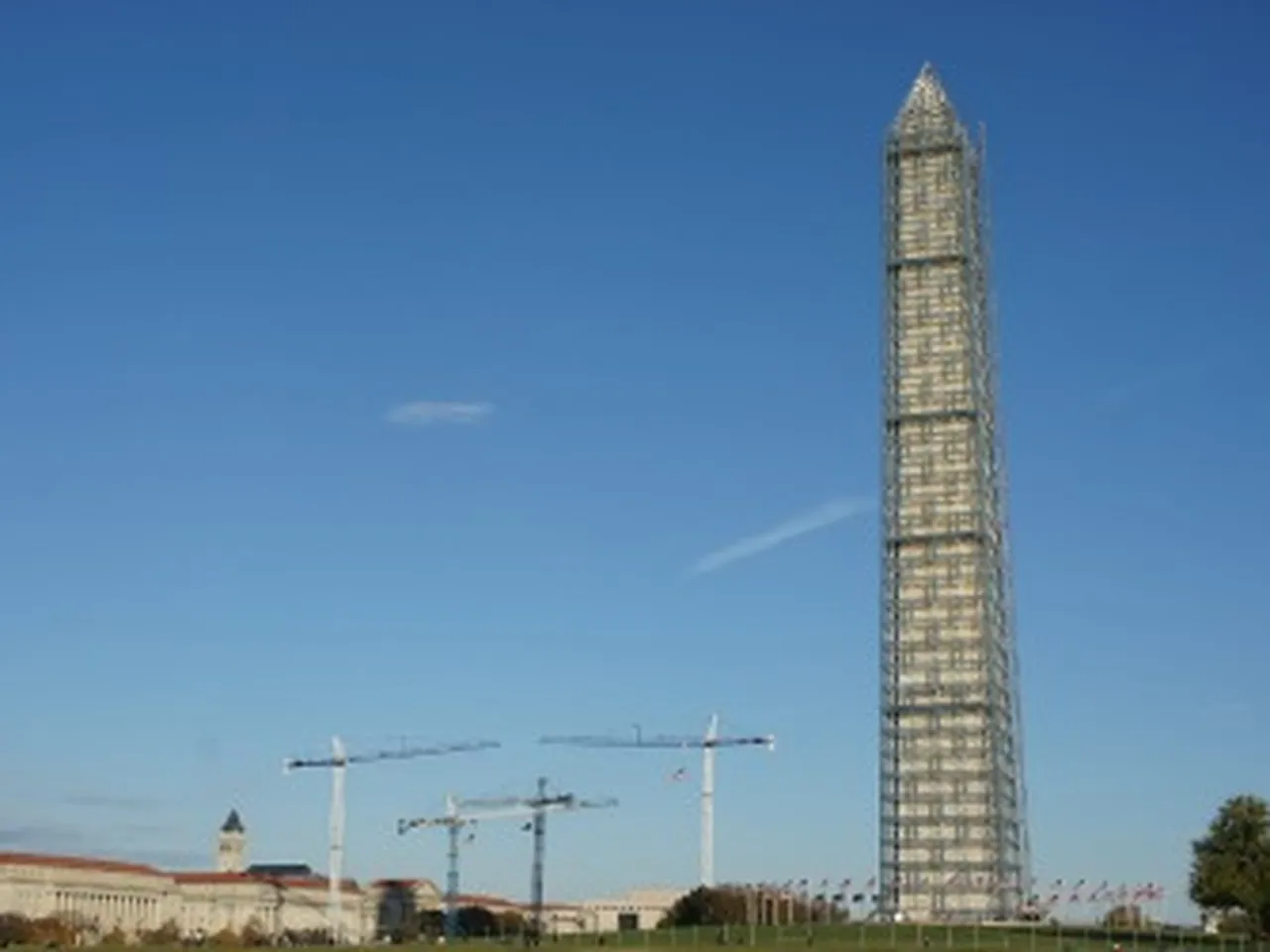 Washington Monument Scaffolding Night Washington Monument Reopens
