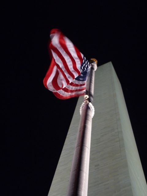 The Star Spangled Banner at the foot of the Washington Monument ...