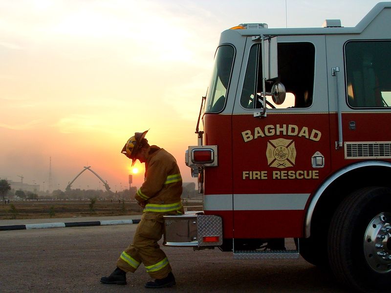 Firefighter in the Green Zone, Baghdad with the Iraqi Ceremonial Parade ...