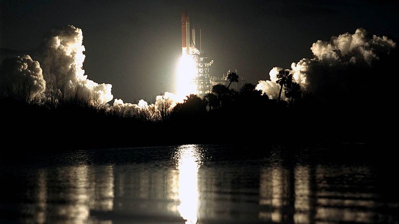 Space Shuttle Night Launch Wallpaper