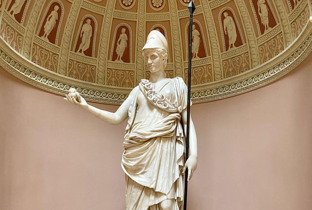 athena face statue