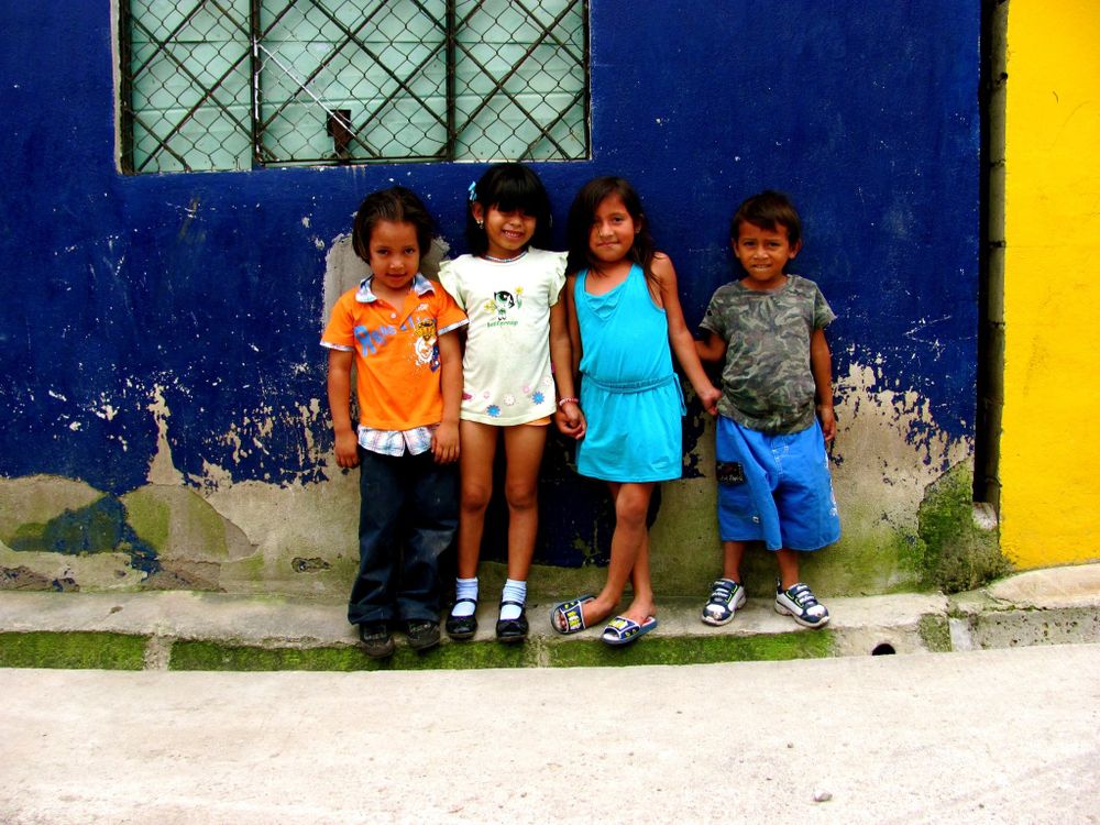 Friends from the slum of La Carpio of San Jos, Costa Rica, pose for a ...