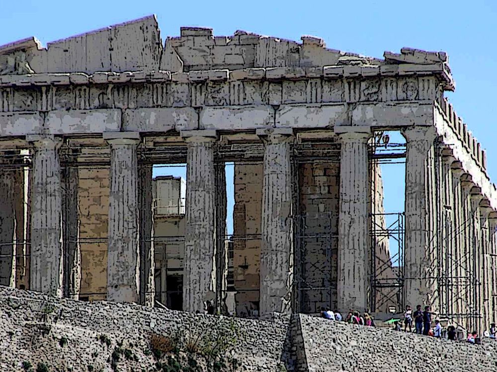 View of the Acropolis in Athens, Greece-- taken while walking up the ...
