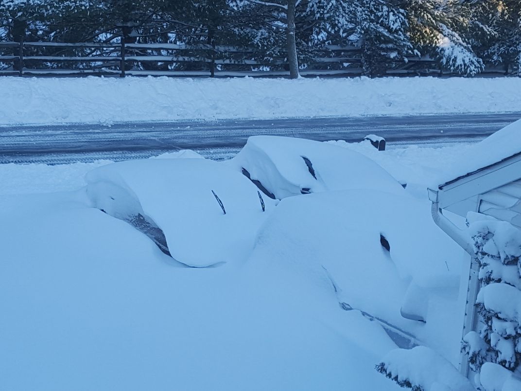 Severe snow storm piling the cars with snow | Smithsonian Photo Contest ...