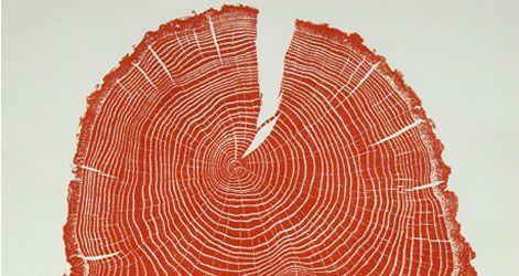 block print tree rings