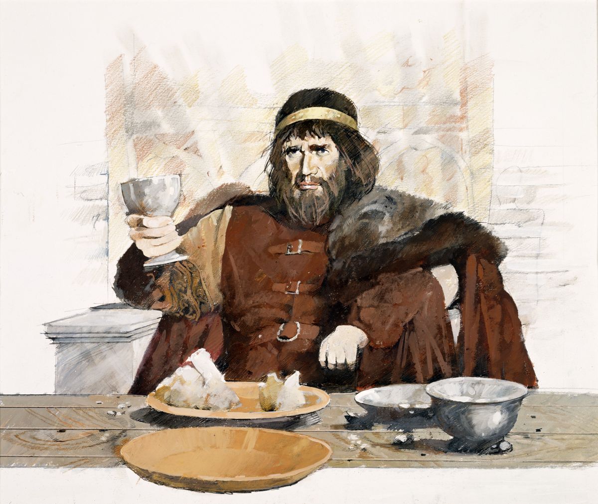 Medieval England Food Medieval Food And Vegetables On A Table Stock
