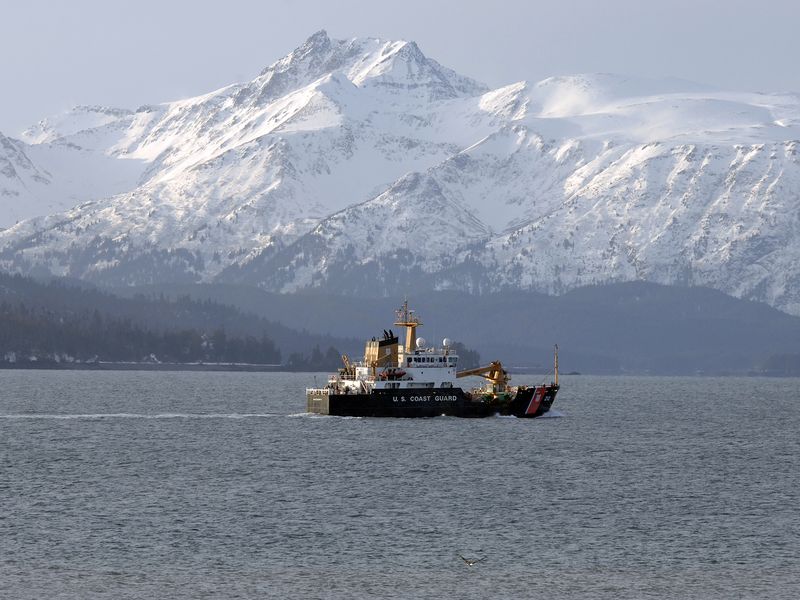 U.S. Coast Guard Buoy Tender "the Hickory" steaming out into the Cook ...