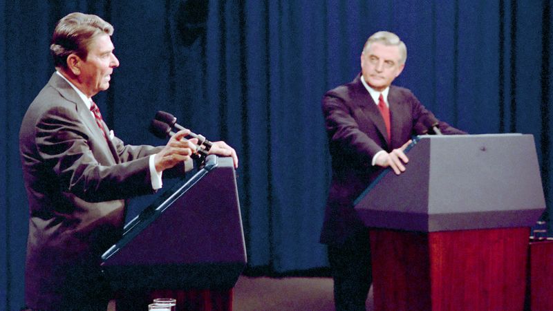 U.S. President Ronald Reagan re-elected, defeating former Vice ...