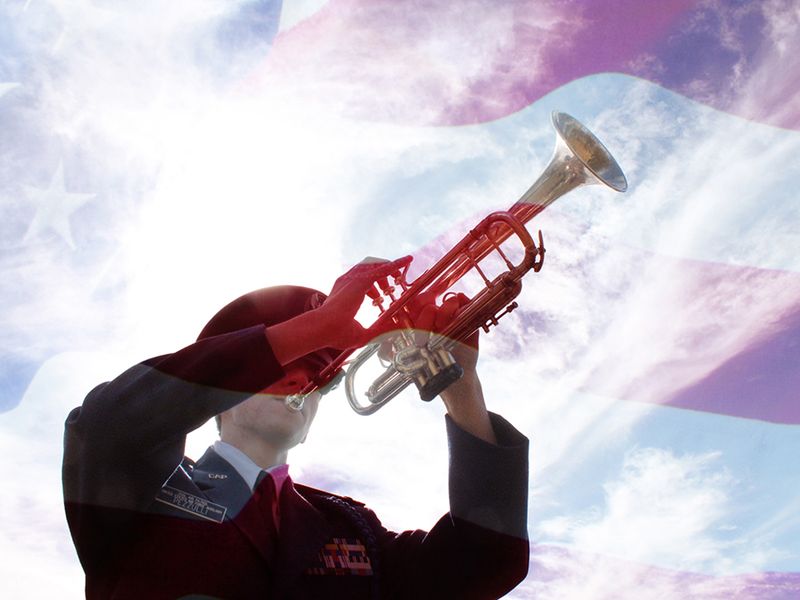 Bugler playing Taps at a funeral for a fallen soldier | Smithsonian ...