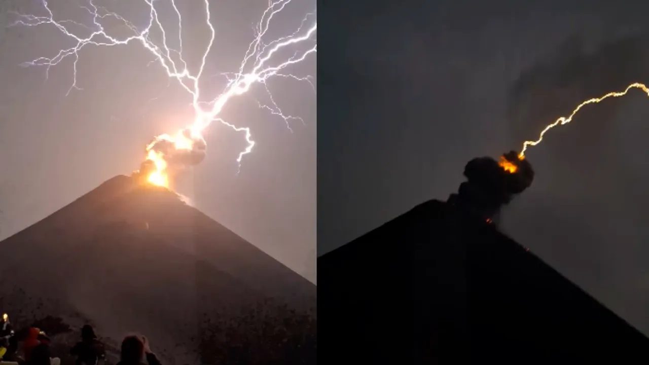 volcano eruption lightning strike