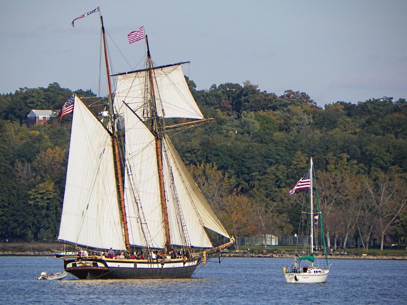 The past merges with the future as a replica of a sloop is joined by a ...