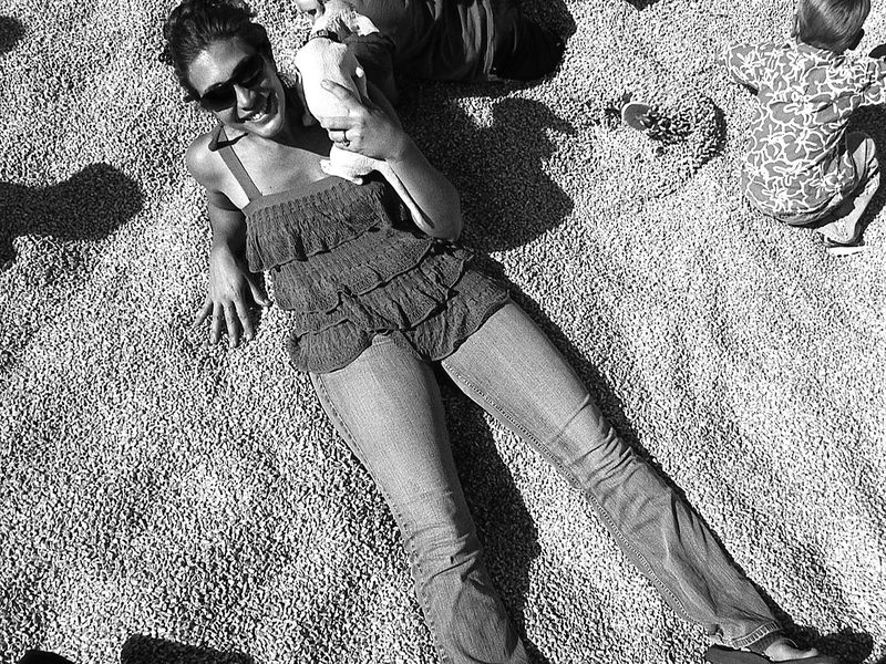 My wife and new puppy and many children in the Corn Kernel sandbox at ...