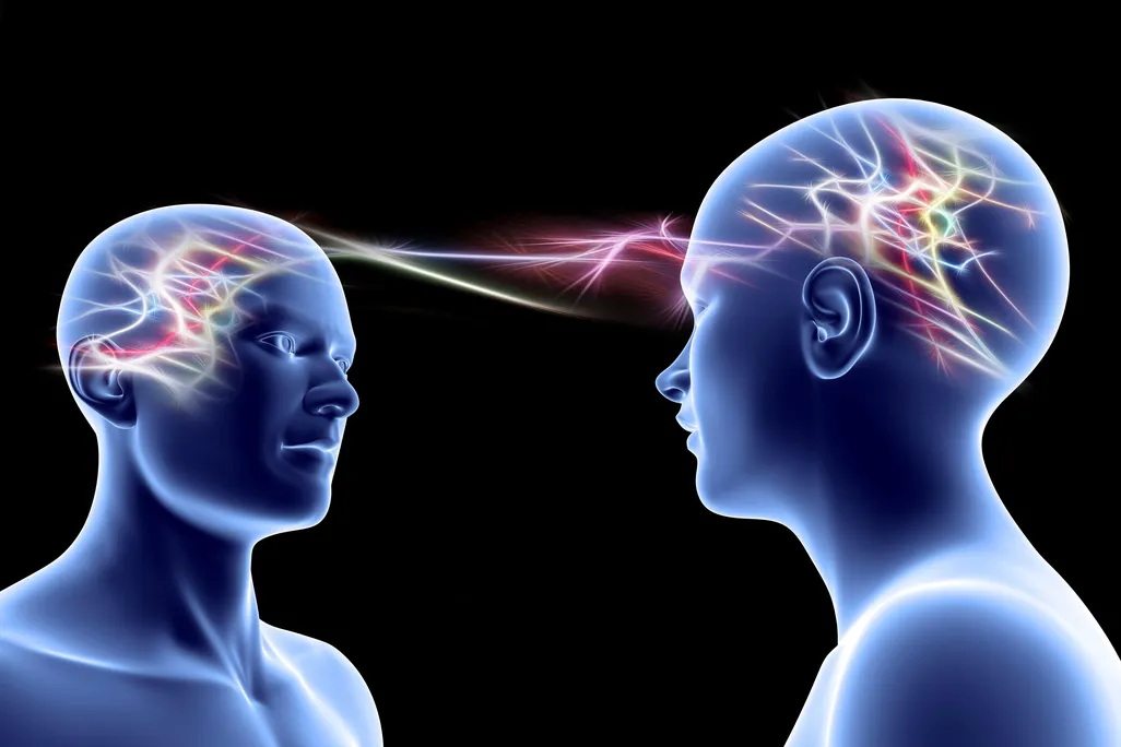 two people communicating telepathically