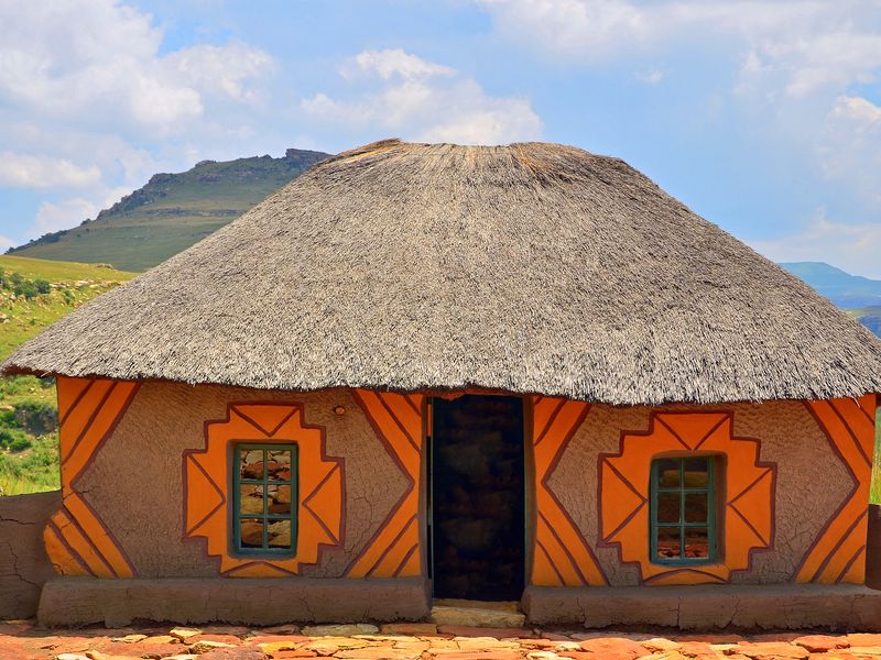 Visiting the Basotho Cultural Village in the Golden Gate National Park ...