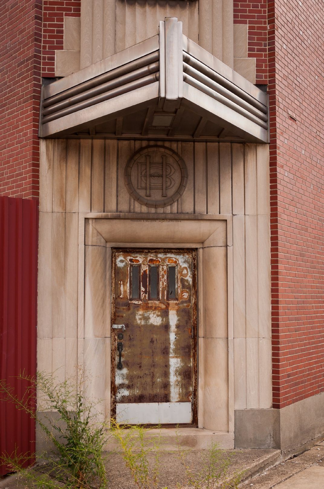Front entrance of abandoned Hudepohl factory in Cincinnati, Ohio ...