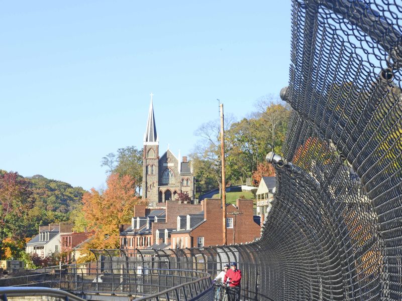 The cat walk of the train bridge at Harper's Ferry, going from West ...