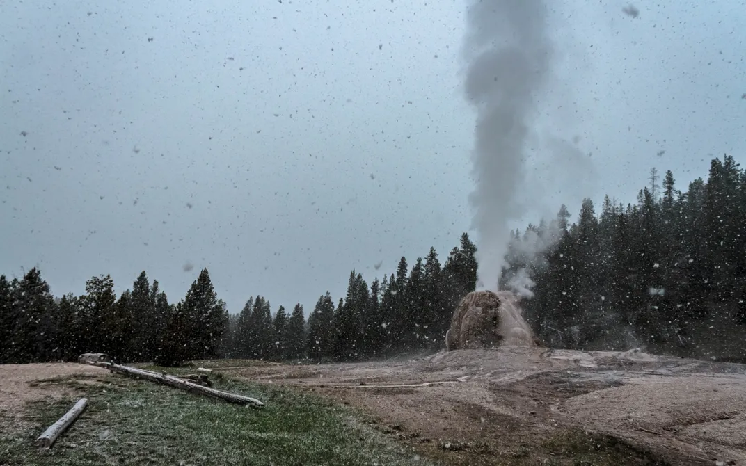 Lonestar Geyser Erupting in the snow | Smithsonian Photo Contest ...