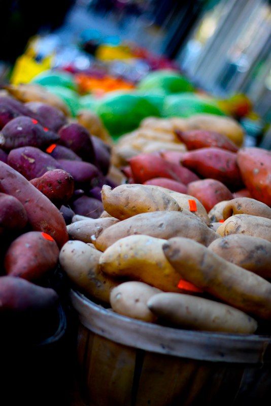 A beautiful mix of colors of potatoes while strolling down the streets ...