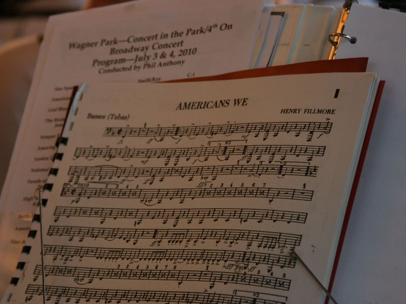 A sheet music waiting to be read at an outdoor concert in Lubbock ...