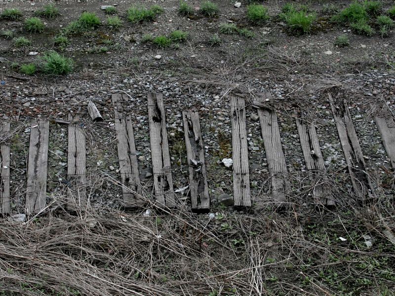circa 1860 skeleton of a railroad track; first run was from New York ...