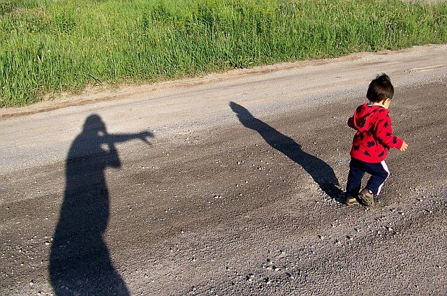 Chasing shadows. A self portrait en shadow of grandpa chasing his ...