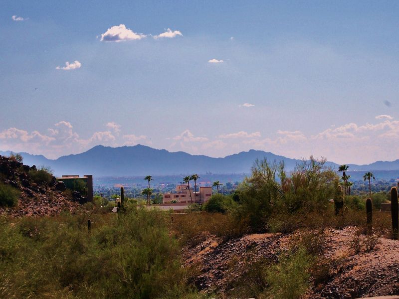 View of the Phoenix skyline and mountains south of the city from Squaw ...