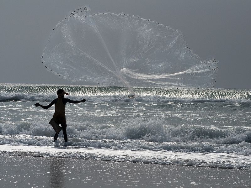A fisherman throwing his net at sea beach. | Smithsonian Photo Contest ...