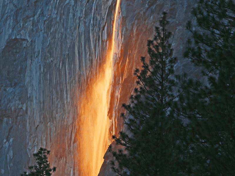 Horsetail falls at sunset in Yosemite Valley, CA | Smithsonian Photo ...