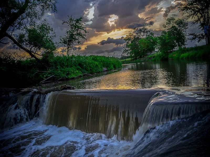 Beautiful, Nebraska, Cloudy ,Sunrise , waterfalls, landscape ...