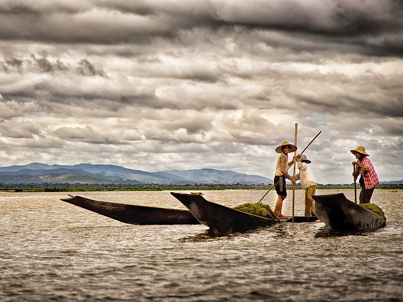 Locals from Famous Inlay Lake of Myanmar are doing their daily ...