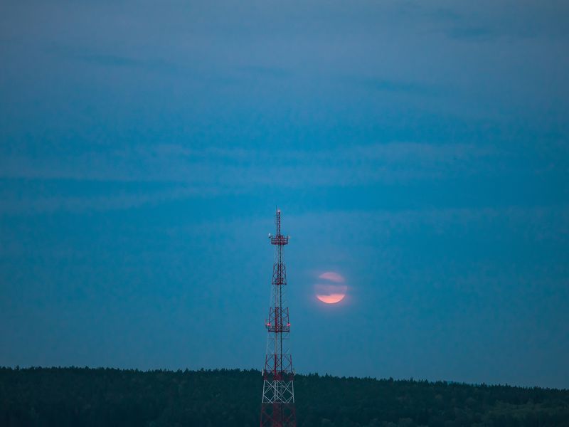 The moon and the communication tower. | Smithsonian Photo Contest ...
