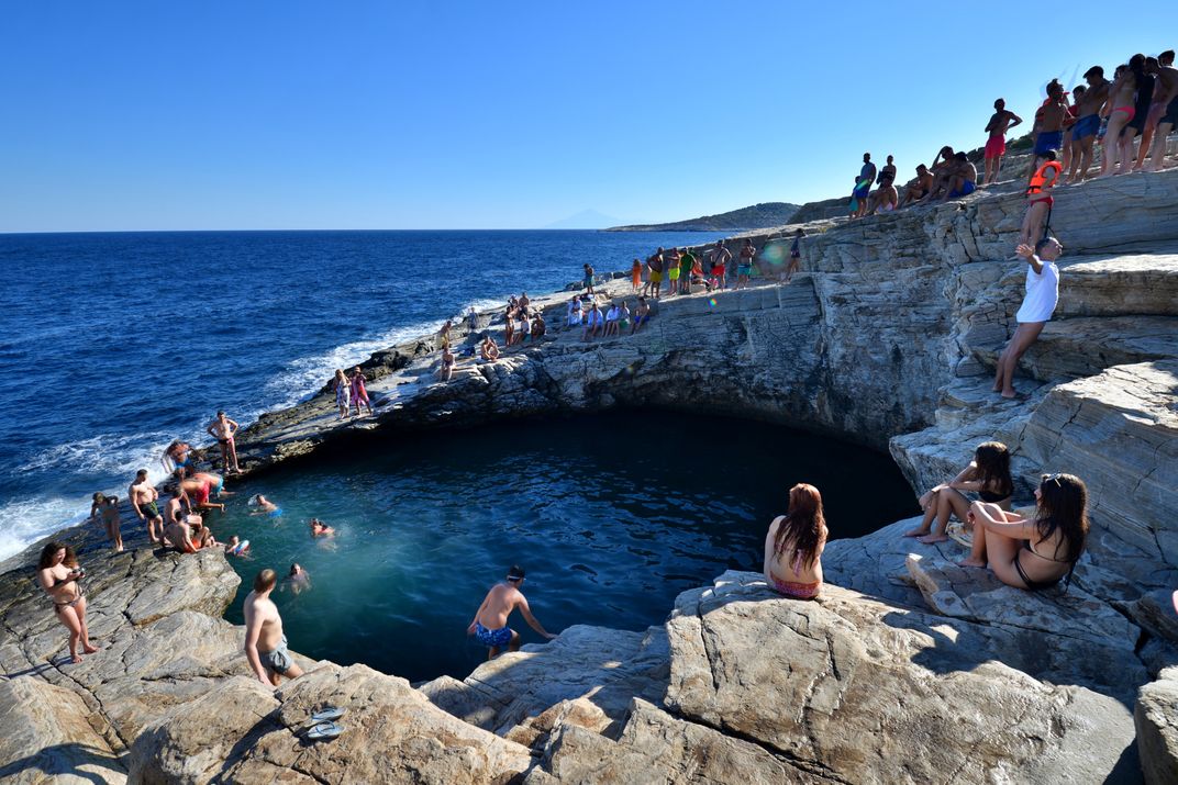 Natural swimming pool on the rocks of Thasos island | Smithsonian Photo ...