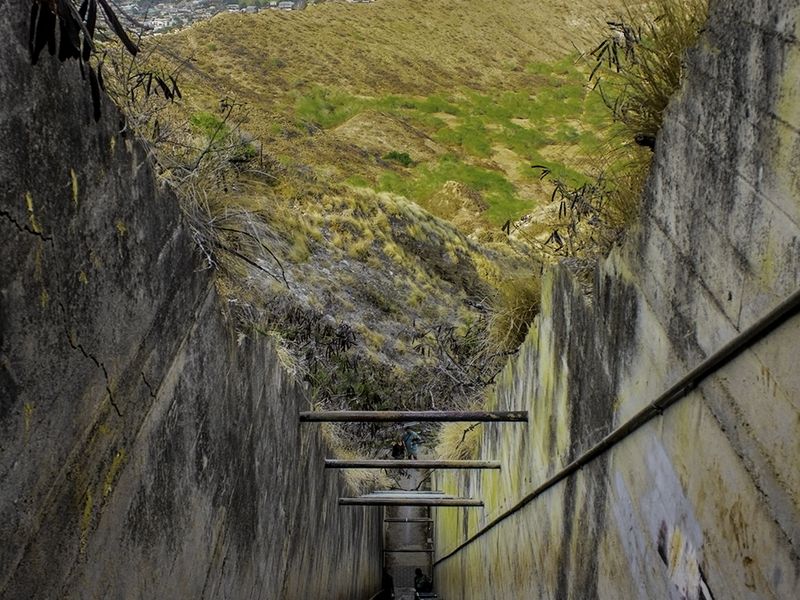 The view from the bottom of the WWII bunker located in the Diamond Head ...