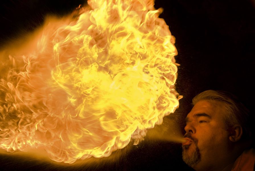 Great Balls of Fire: I tried to position the fire-breather so that the ...
