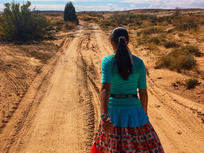Navajo girl preparing for the first run of her "Kinaaldá," Coming of ...