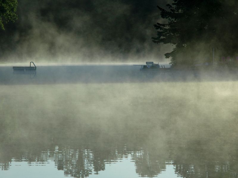 Watching the fog roll into a lake in Michigan. I was awed at the sight ...