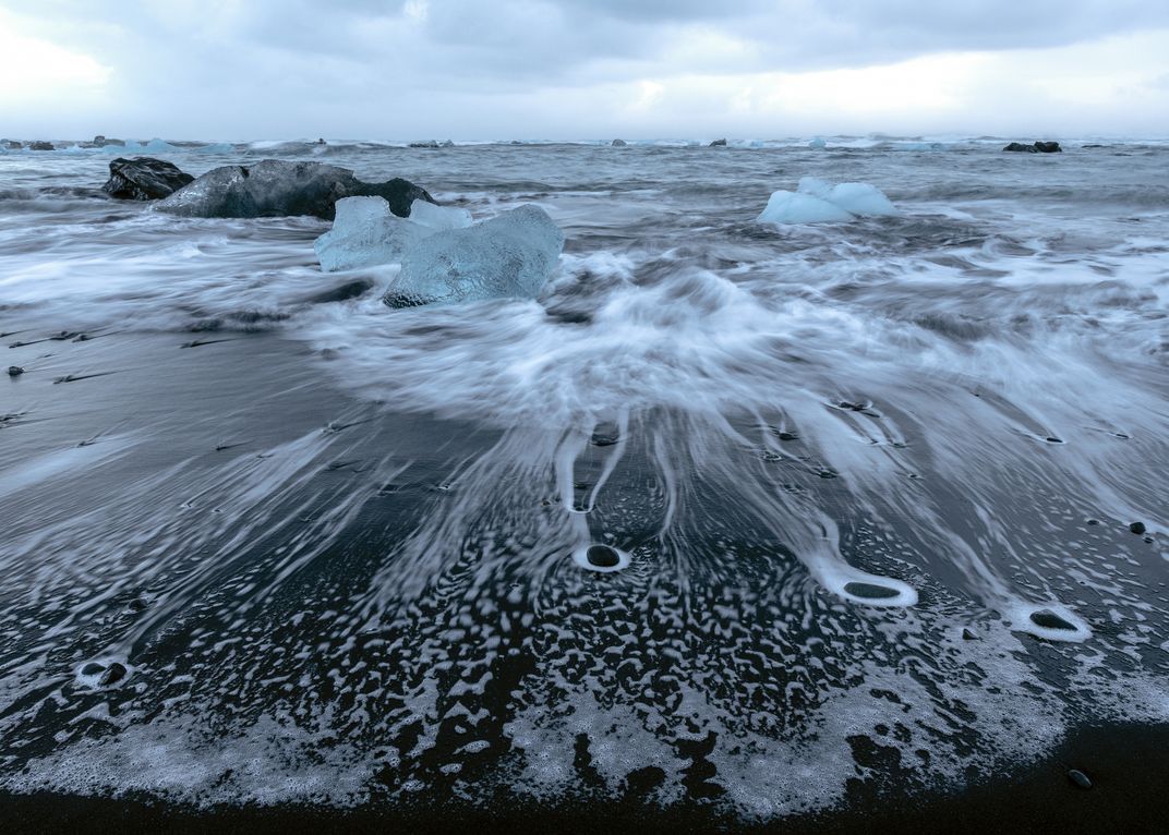 Receding waves at Black Diamond Beach, Iceland | Smithsonian Photo ...